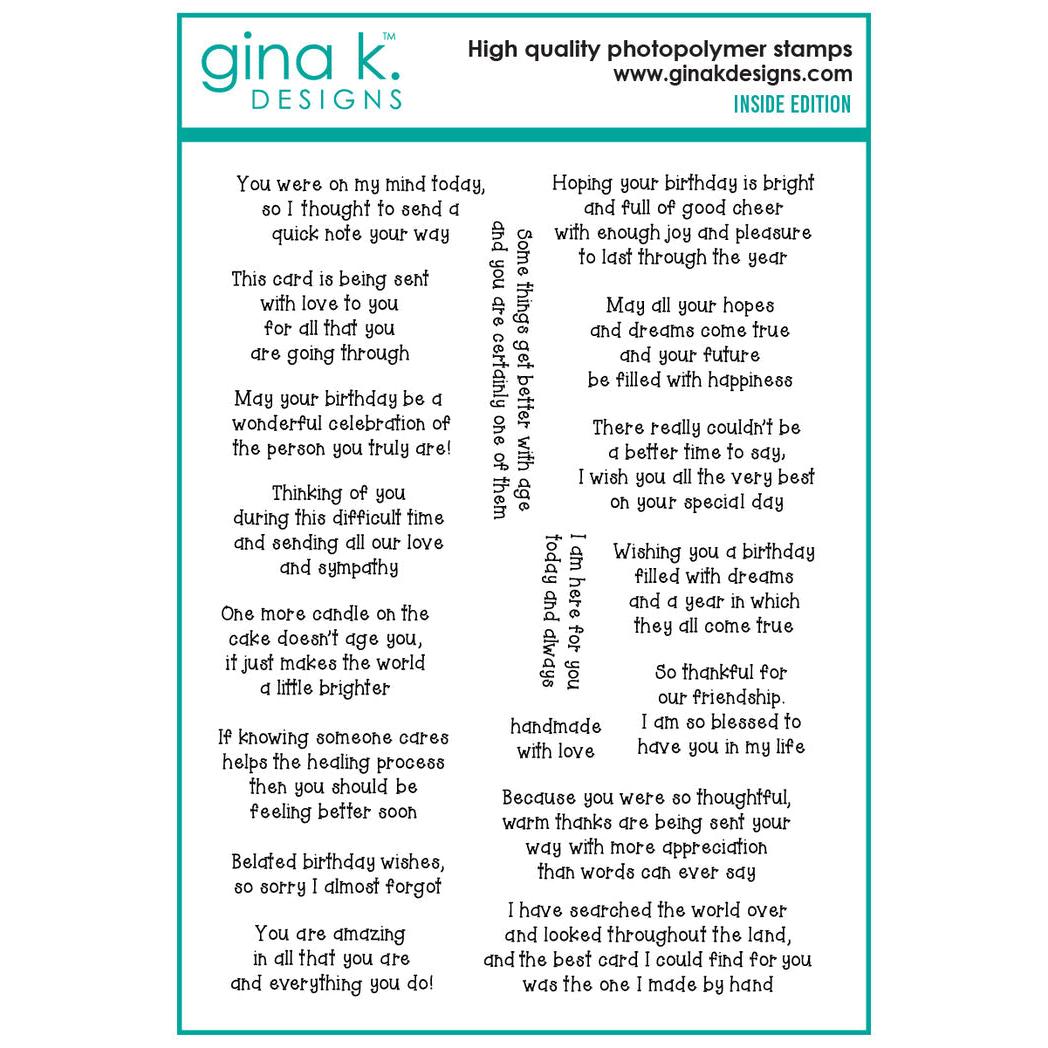 Gina K. Designs - Clear Stamps - Inside Edition – ScrapbookPal