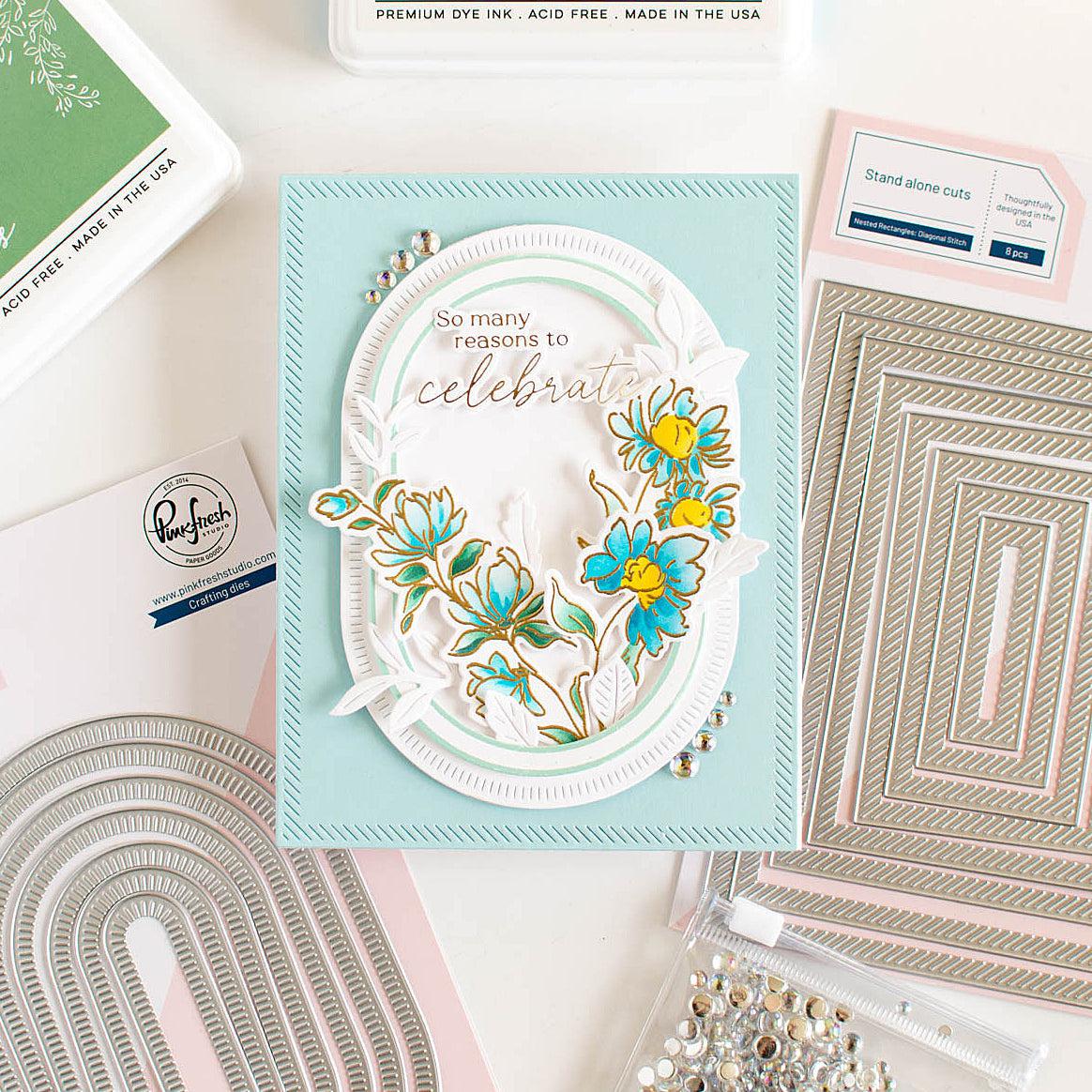 Pinkfresh Studio - Dies - Nested Elongated Ovals Blanket Stitched ...