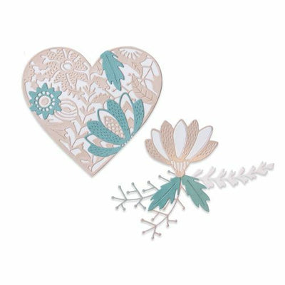 Sizzix - Thinlits Dies - Bold Floral Heart by Jenna Rushforth ...