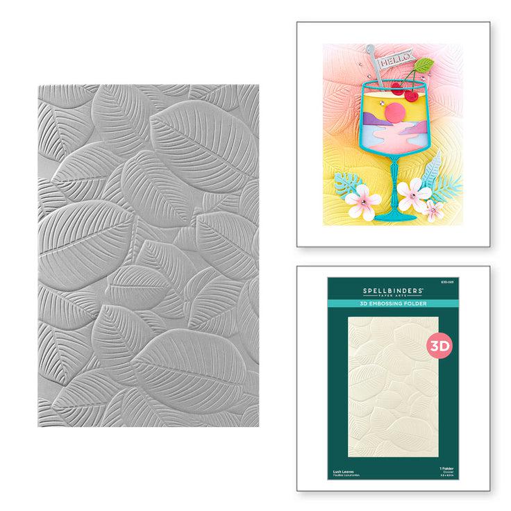 Spellbinders - Happy Hour Collection - 3D Embossing Folder - Lush Leav ...